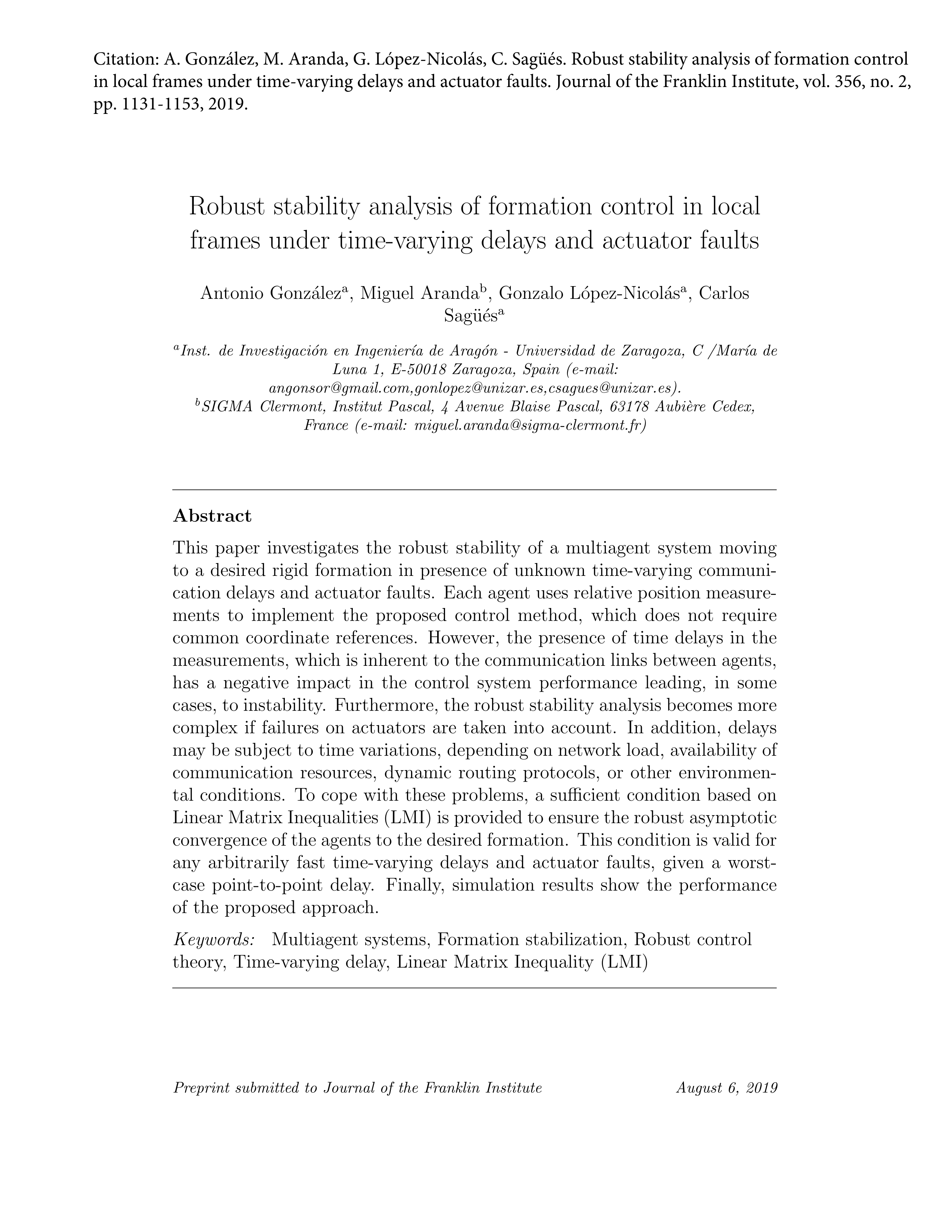Robust stability analysis of formation control in local frames under time-varying delays and ...