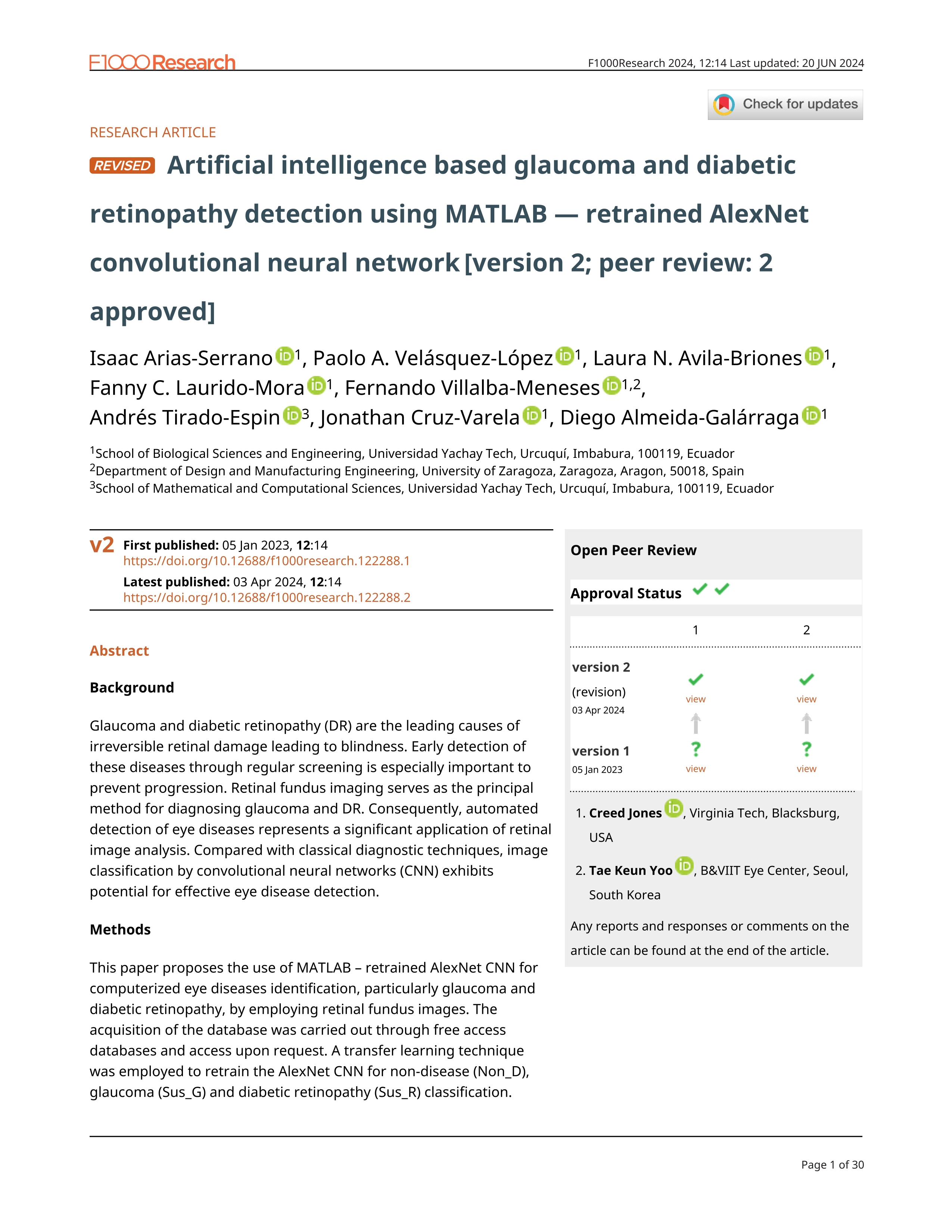 Artificial intelligence based glaucoma and diabetic retinopathy detection using MATLAB ...